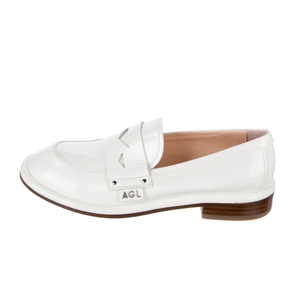 Agl | Shoes | Agl White Patent Leather Loafers | Poshmark